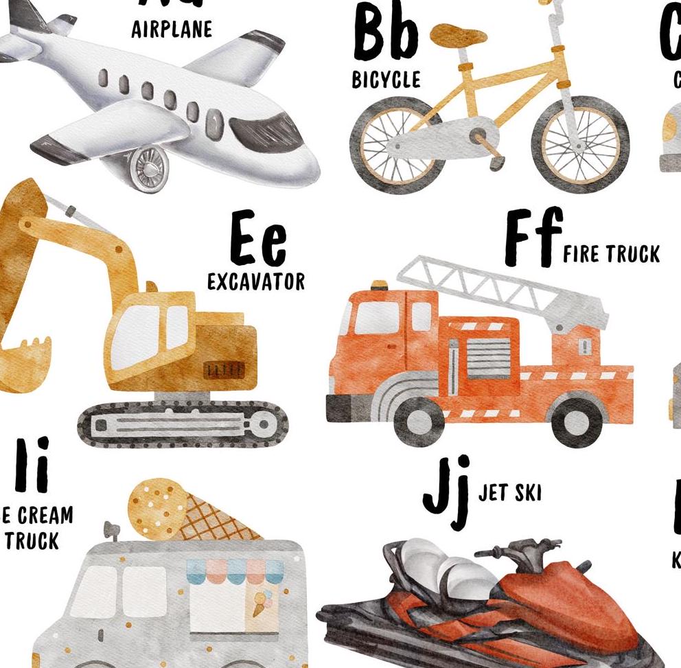 Transportation Alphabet Printable, Vehicles Poster Prints, Boy Playroom ...