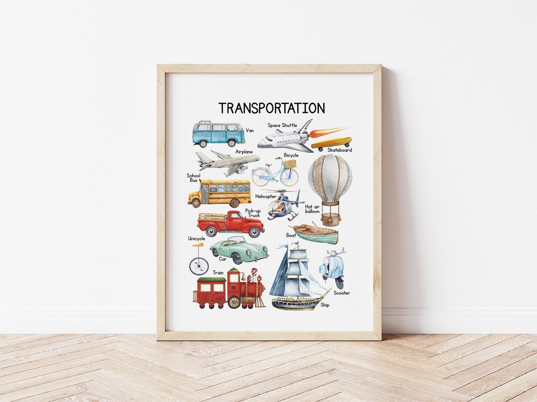 Vintage Transportation Vehicles Educational Poster for Kids, Printable ...
