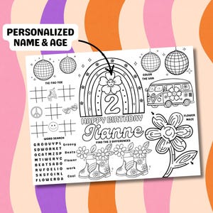 Groovy Coloring Placemat, Groovy Birthday Activity Page, Printable ...