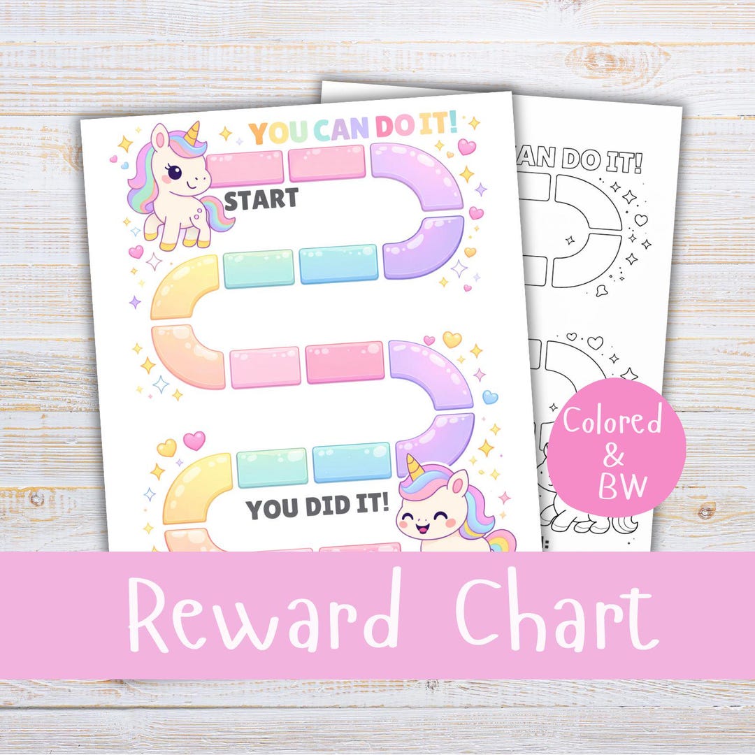 Unicorn Reward Chart, Toddler Behavior Chart, Potty Training Reward ...