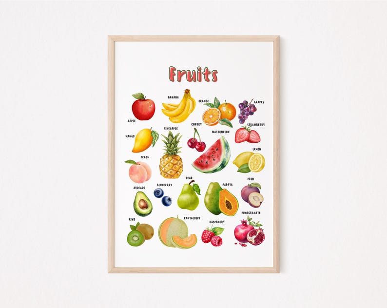 Fruits Vegetables Educational Prints, Classroom Printable, Learning ...