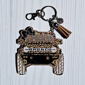 Customized Bronco Glitter Keychain. - Etsy