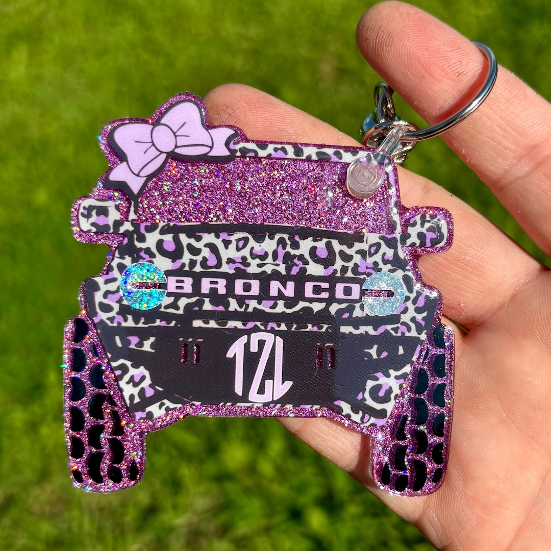 Customized Bronco Glitter Keychain. - Etsy