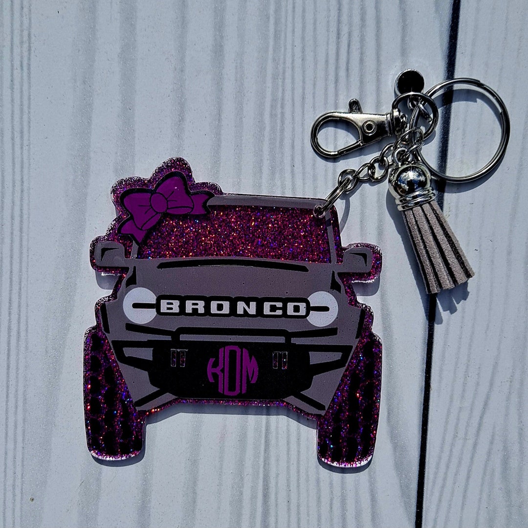 Customized Bronco Glitter Keychain. - Etsy
