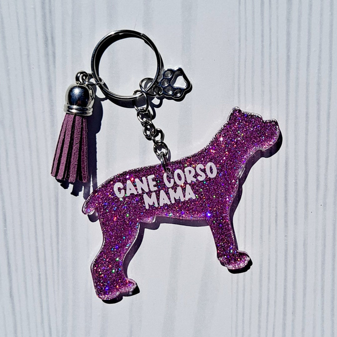 Customized Cane Corso Mama Glitter Keychain. - Etsy