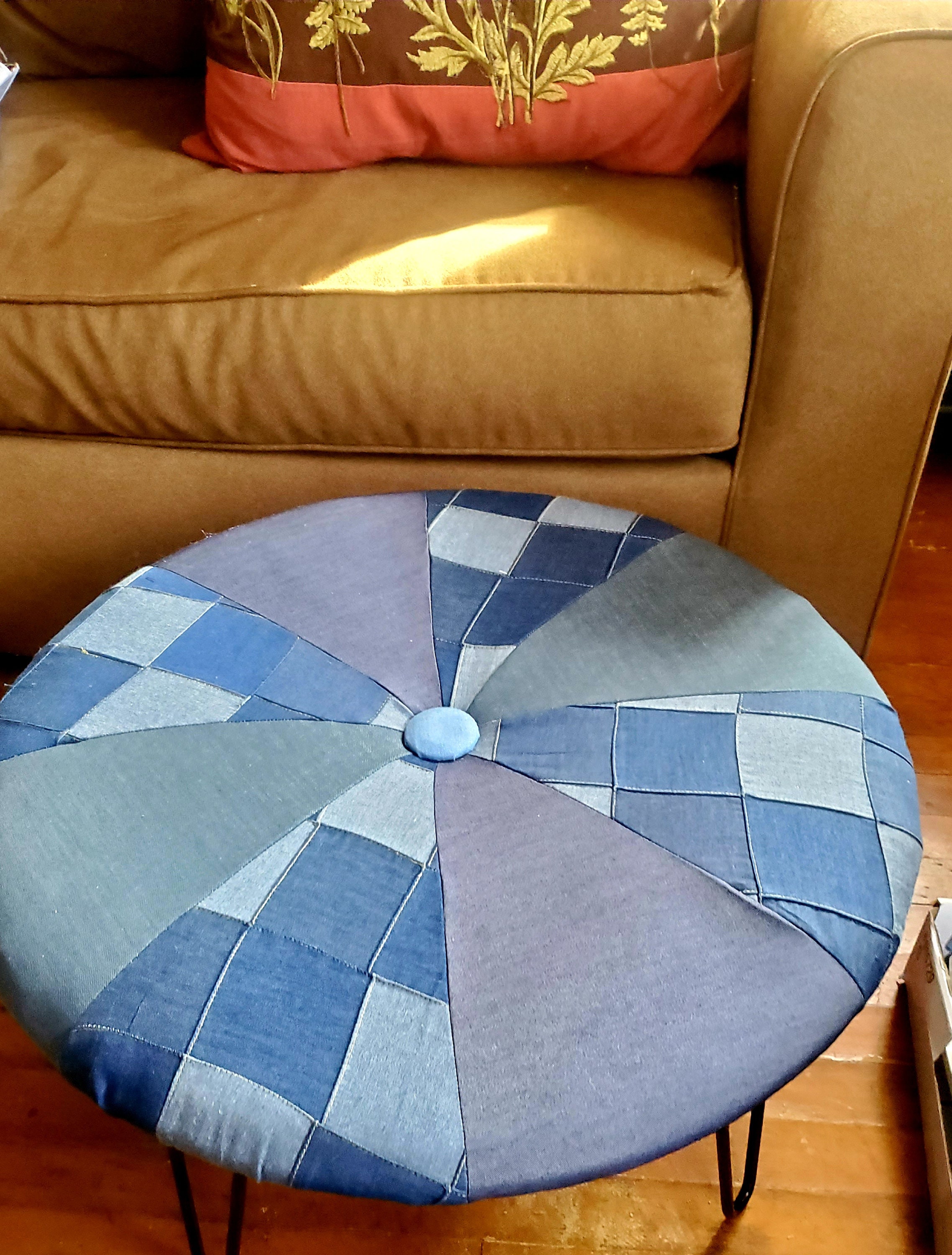 Denim Ottoman and Accent Table - Etsy