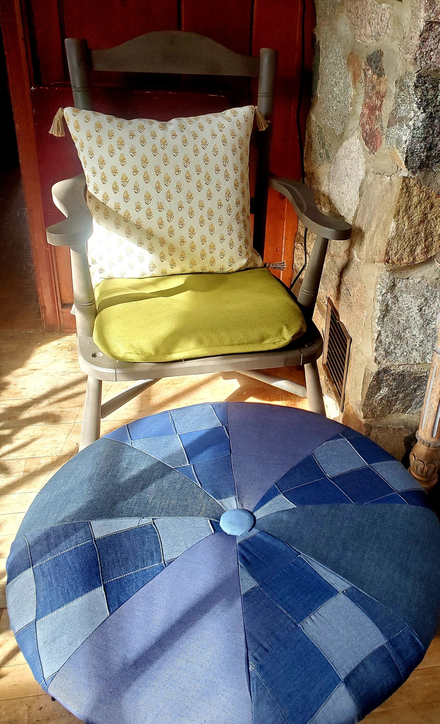 Denim Ottoman and Accent Table - Etsy