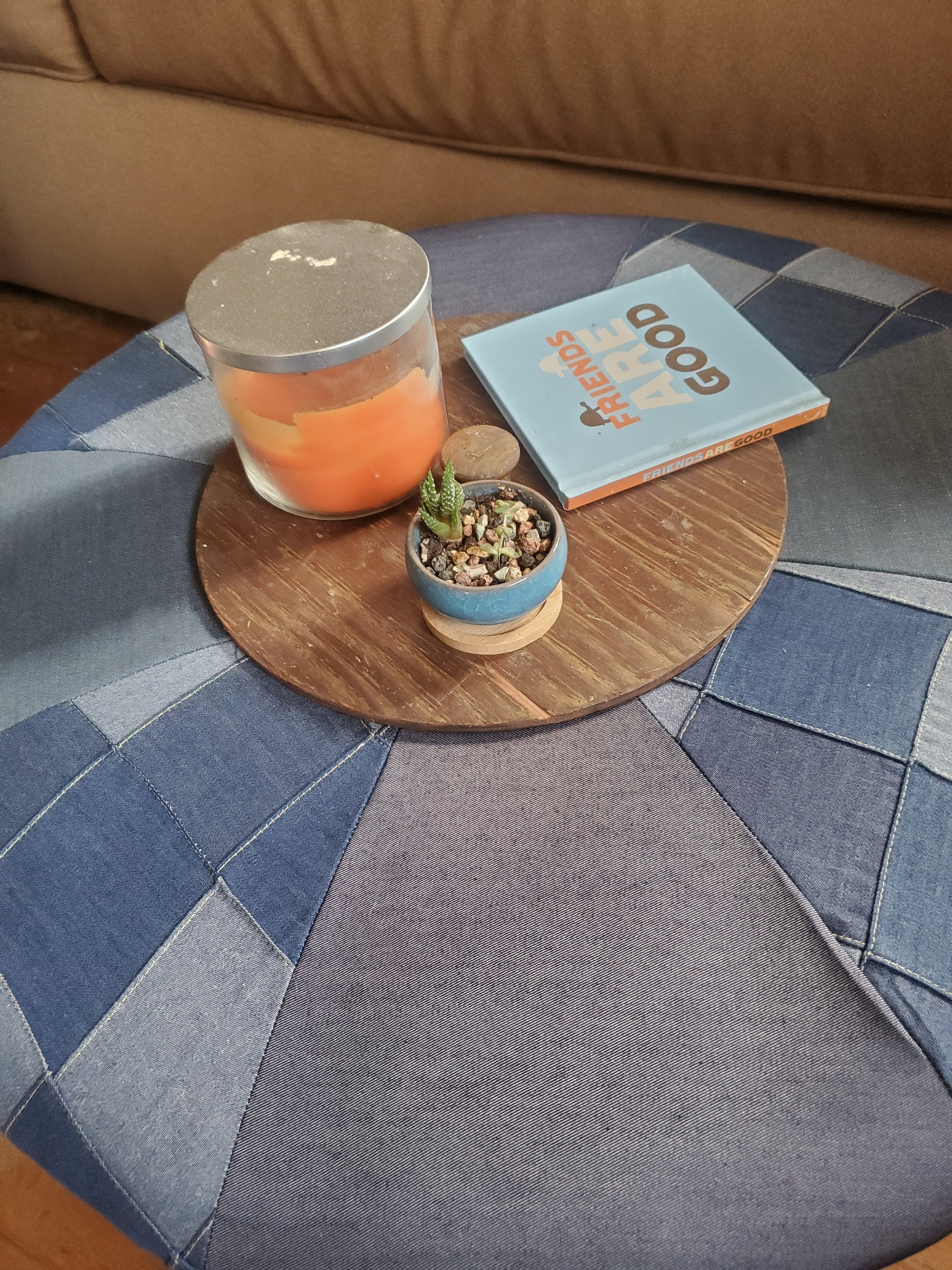Denim Ottoman and Accent Table - Etsy