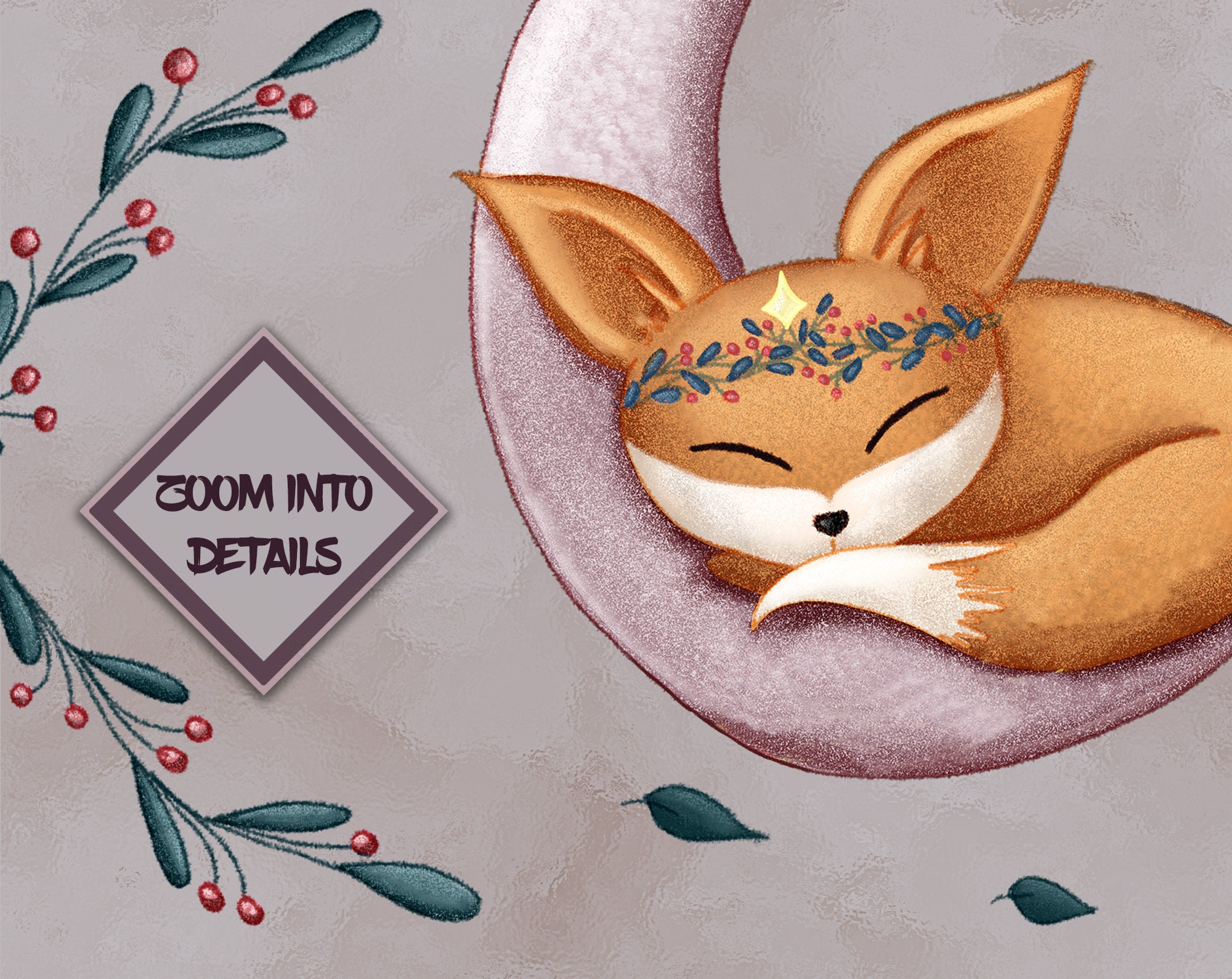 Celestial Fox Clipart Botanical Clipart Fox Illustration - Etsy