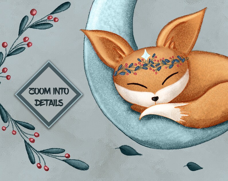 Kawaii Fox Clipart Baby Blue Clipart Celestial Clip Art - Etsy