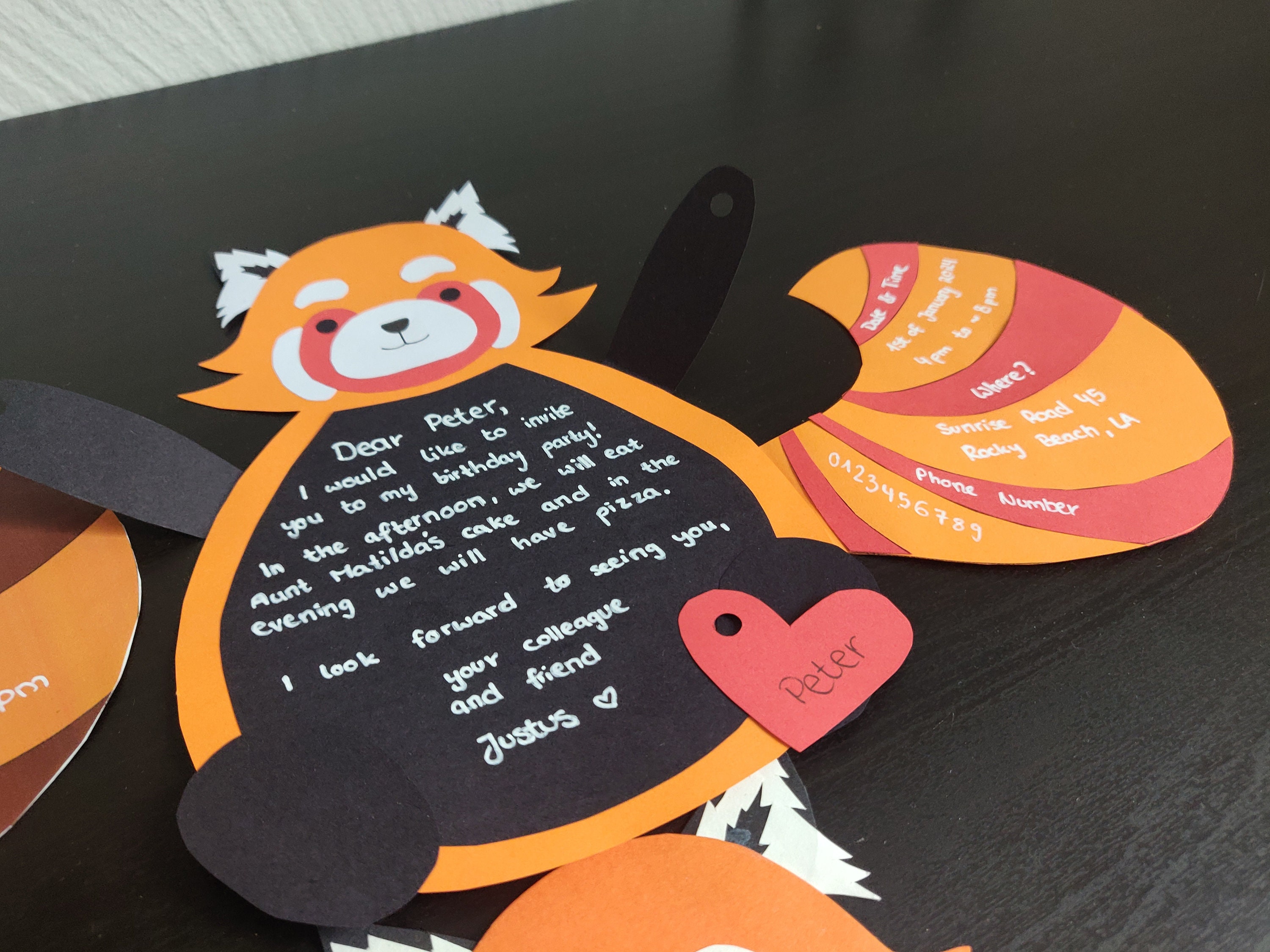 DIY Interactive Invitation Card Red Panda / Invitation Childrens ...