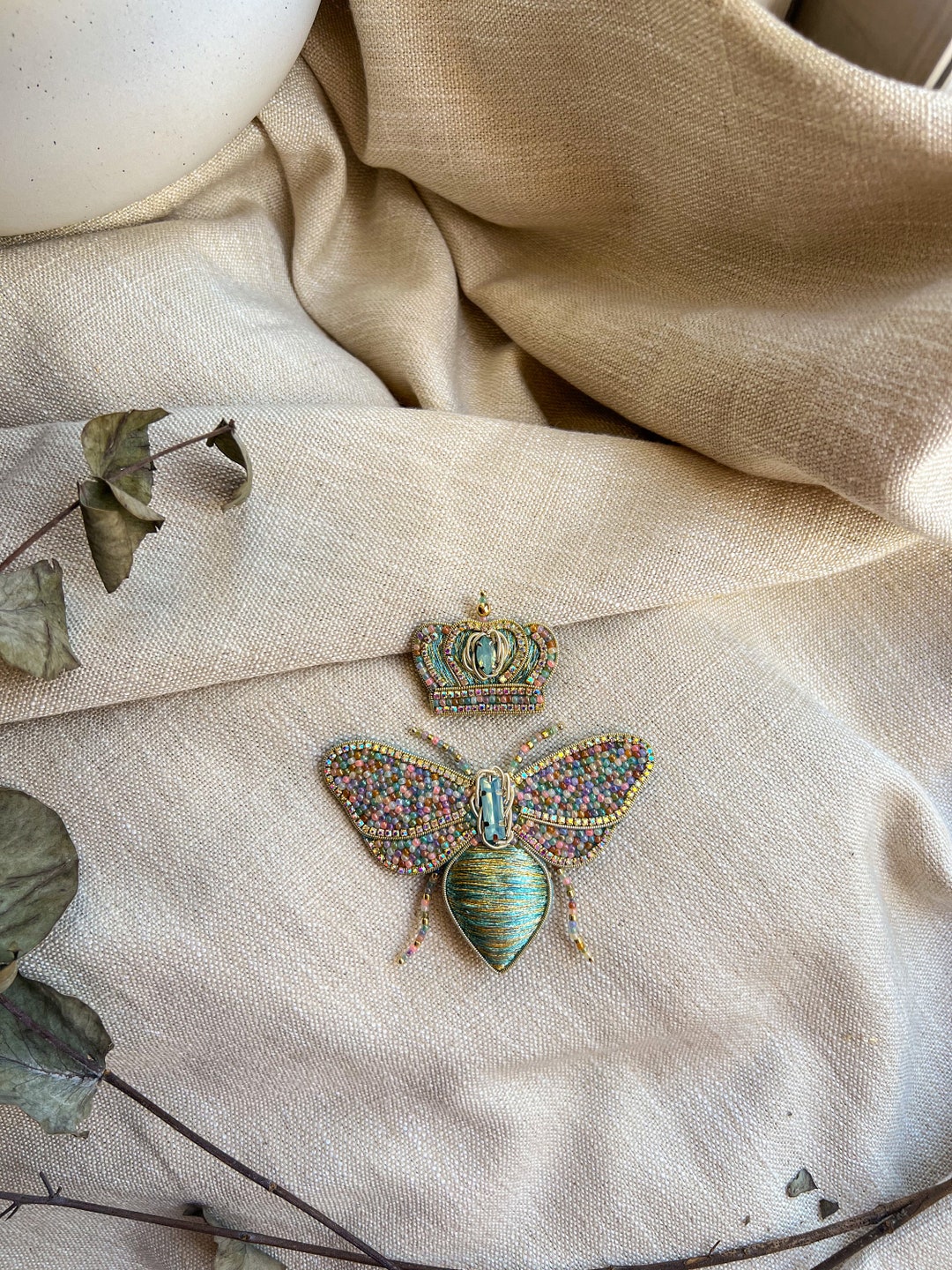 Queen Bee Symbol of Women Power Strength Golden Gift for Her Beaded ...