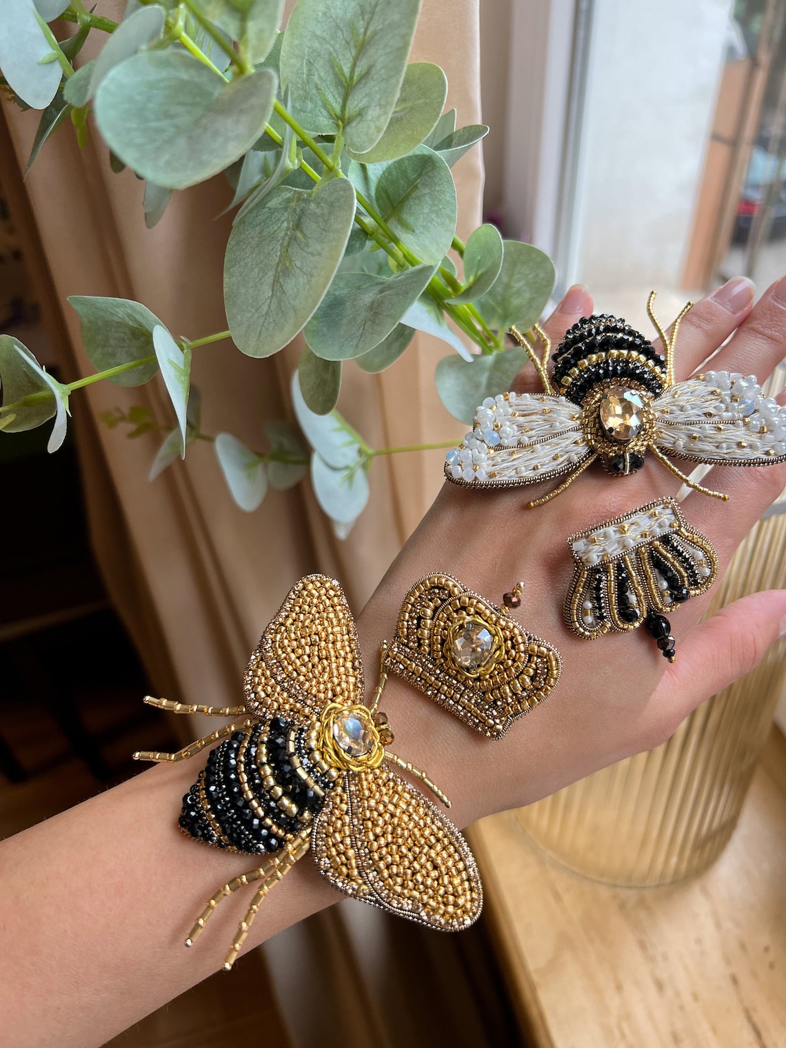 Queen Bee Symbol of Women Power Strength Golden Gift for Her Beaded ...