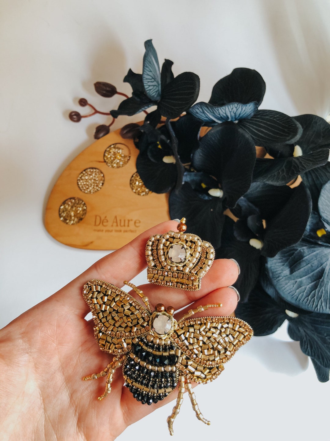 Queen Bee Symbol of Women Power Strength Golden Gift for Her Beaded ...