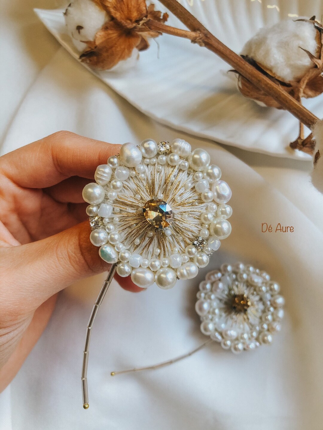 Dandelion Brooch, White Embroidery Dandelion Pin Gift for Her Symbol of ...