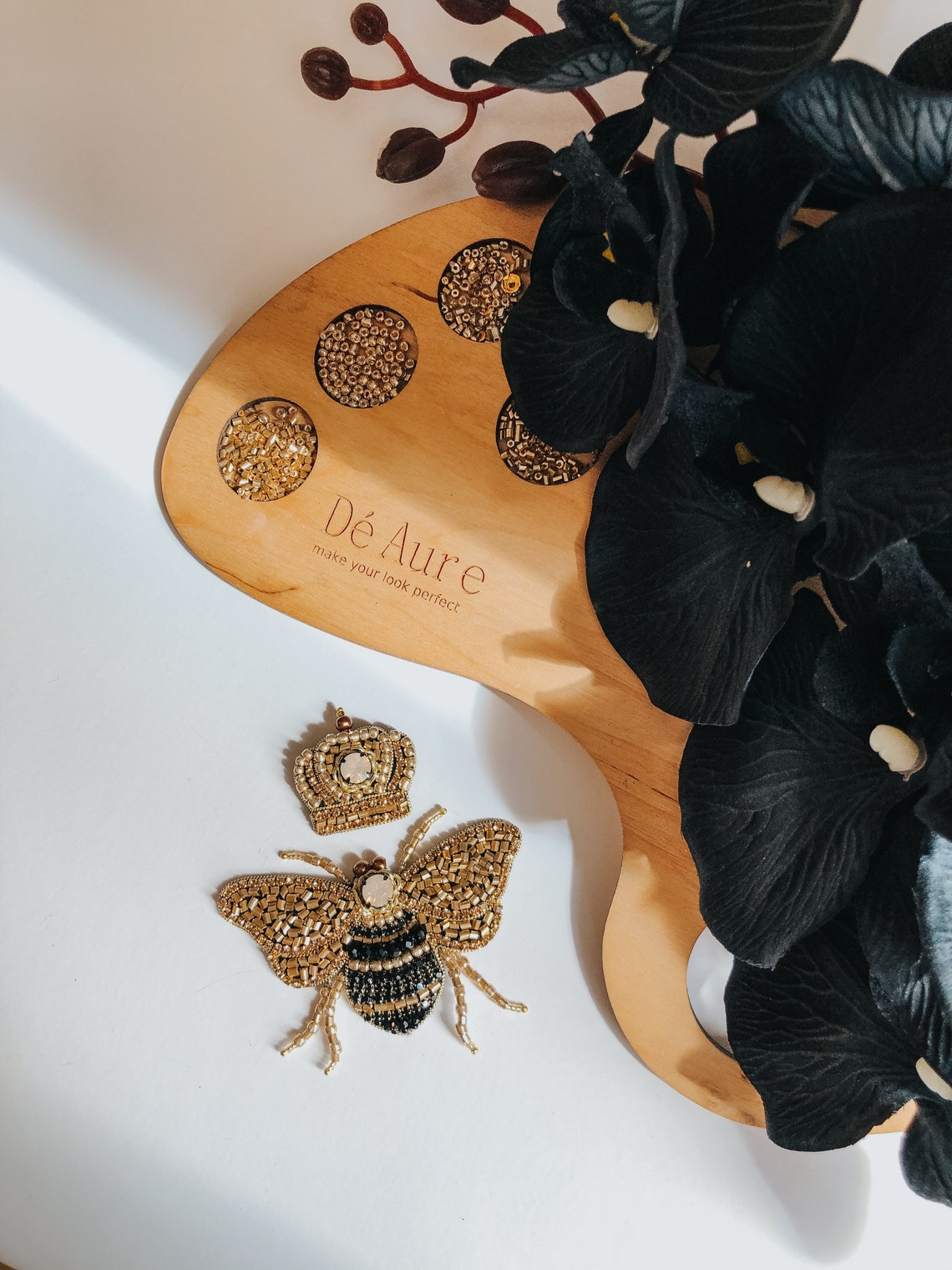 Queen Bee Symbol of Women Power Strength Golden Gift for Her Beaded ...