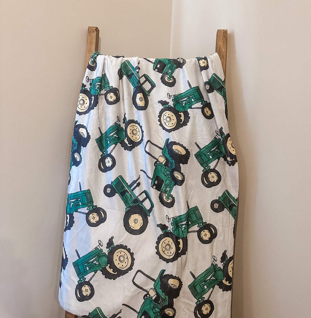 Green Tractor Blanket - Etsy