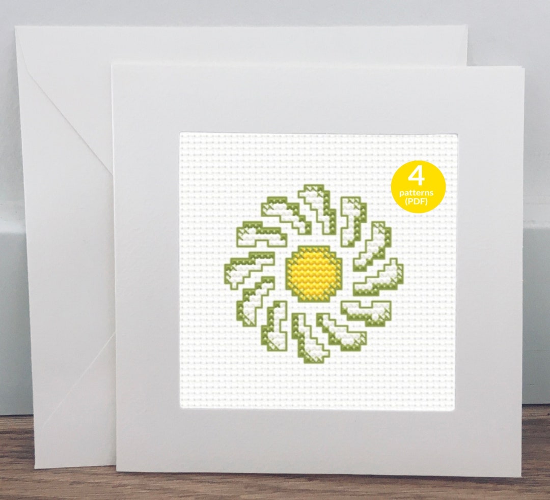Daisy Cross Stitch Pattern, 4 Small Floral Cross Stitch Designs - Etsy