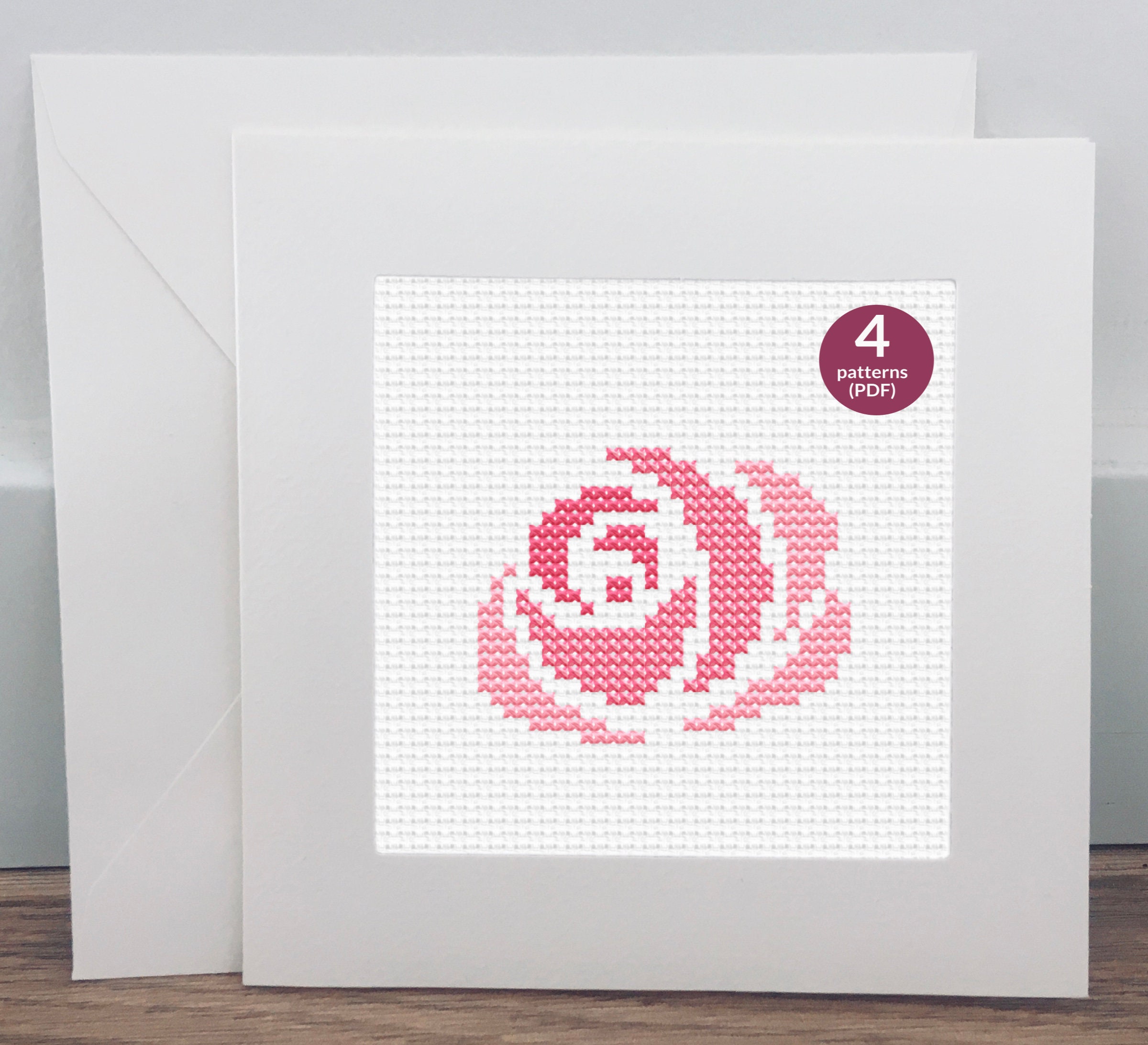 Small Cross Stitch Roses Set of 4 Easy Cross Stitch Flower - Etsy