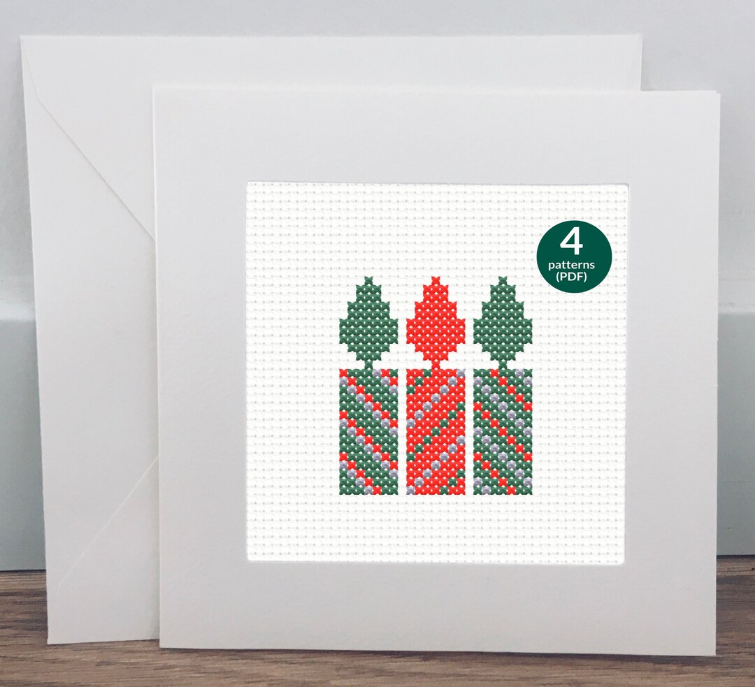 4 Small Cross Stitch Patterns of a Set of Christmas Candles - Etsy