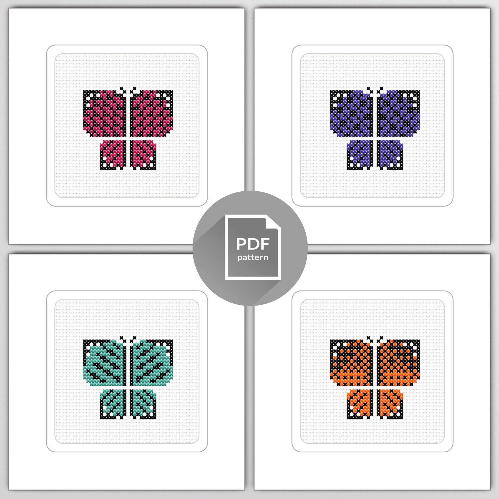 Easy Butterfly Cross Stitch Pattern for Beginners 4 Different Butterfly ...