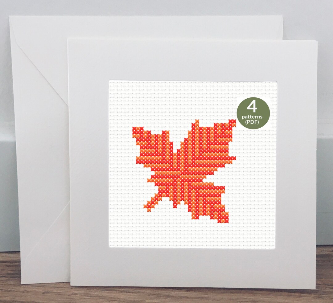 4 Maple Leaf Cross Stitch Patterns in Fall Colors - Etsy