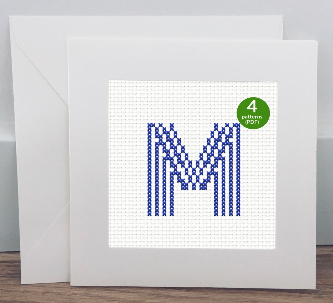 M Monogram Cross Stitch Pattern - Etsy