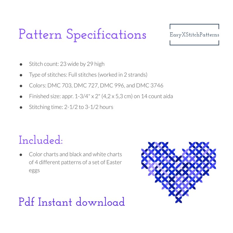 4 Mini Easter Egg Cross Stitch Patterns – Small Cross Stitch Pdf ...