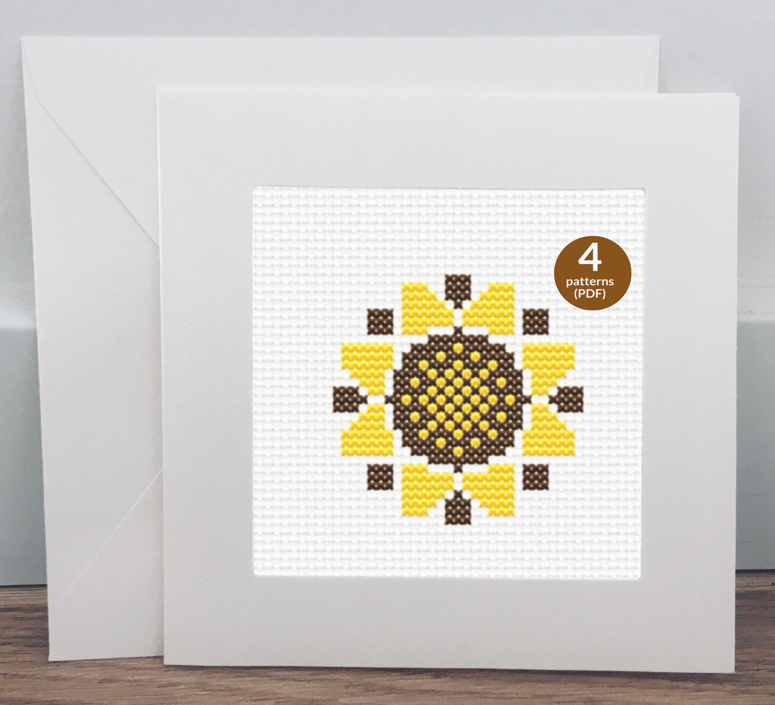 Simple Sunflower Cross Stitch Pattern, Set of 4 Small Flower Patterns ...
