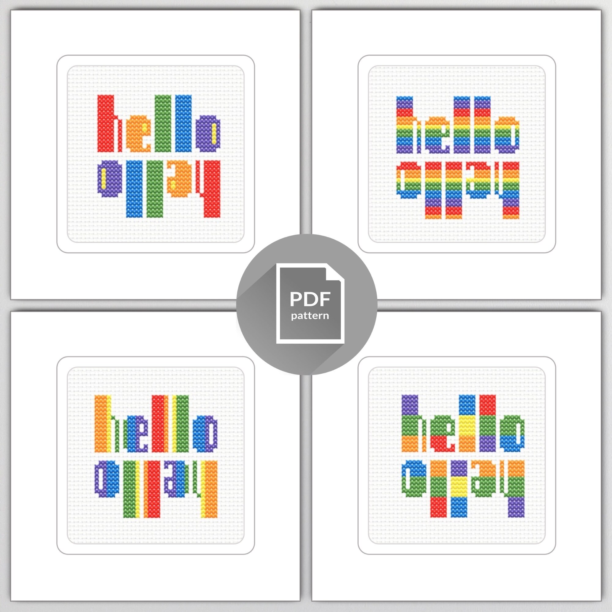 Simple Hello Cross Stitch Pattern for Beginners, DIY Cross Stitch Cards ...