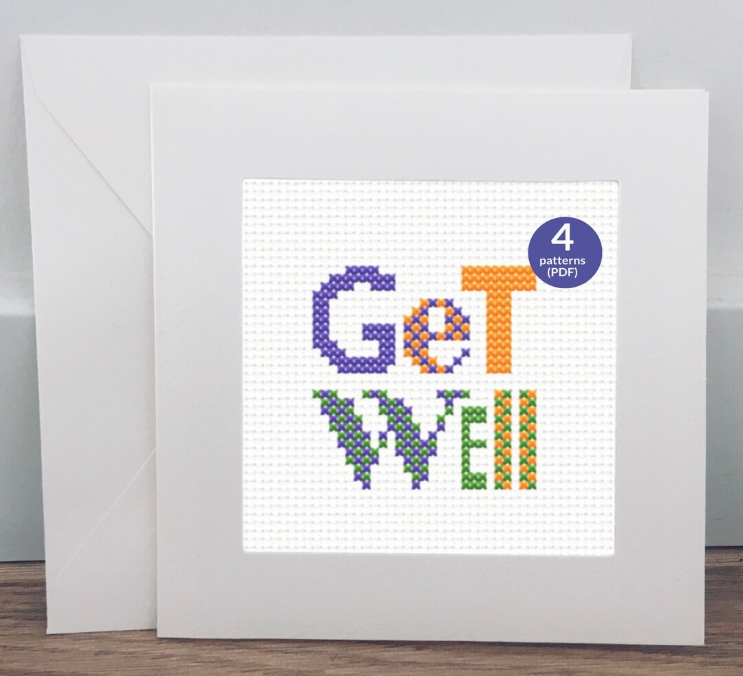 Get Well Cross Stitch Pattern, DIY Get Well Card in Rainbow Colors - Etsy