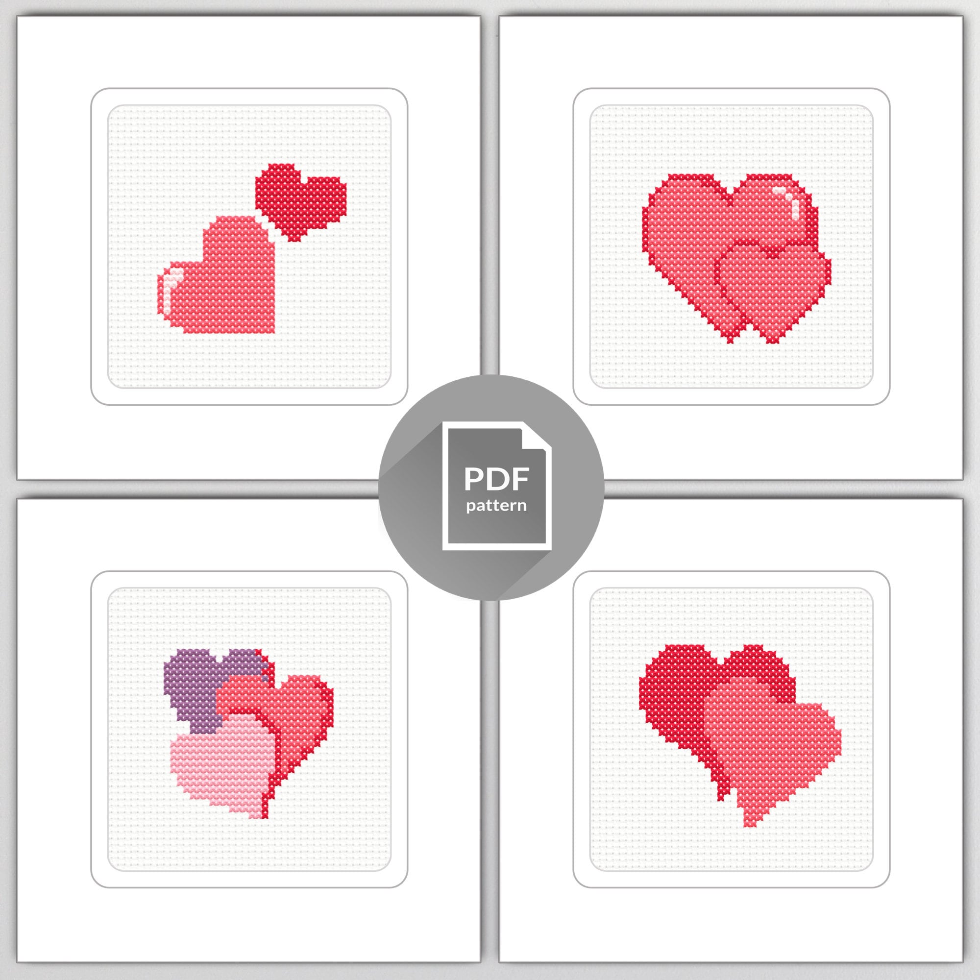 4 Small Heart Cross Stitch Patterns for Beginners - Etsy UK
