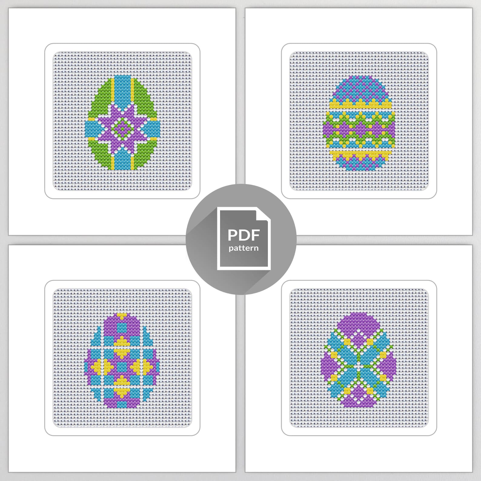 4 Mini Easter Egg Cross Stitch Patterns Small Cross Stitch - Etsy