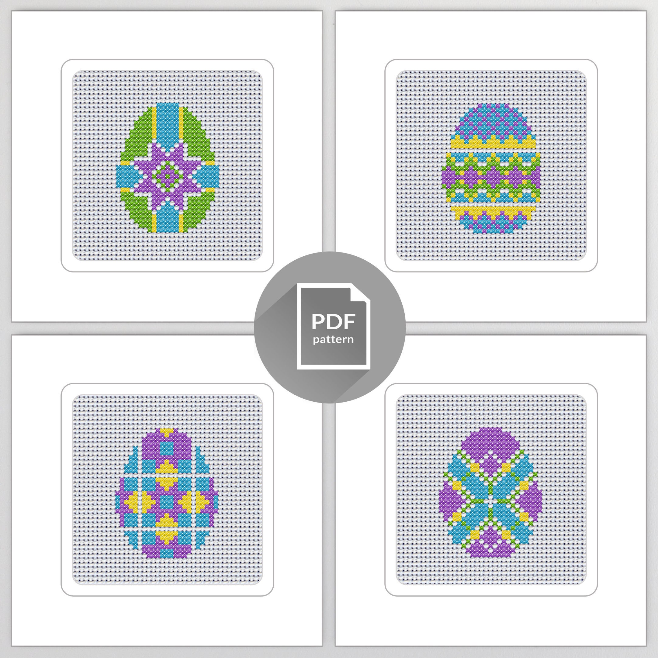 4 Mini Easter Egg Cross Stitch Patterns Small Cross Stitch - Etsy
