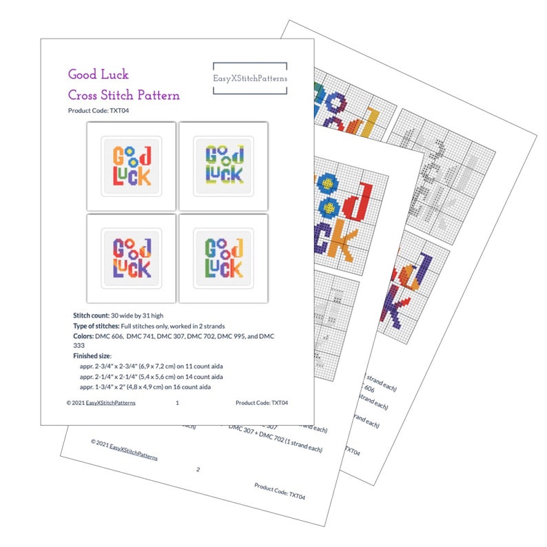 Small Good Luck Cross Stitch Pattern, DIY Good Luck Greeting Card - Etsy