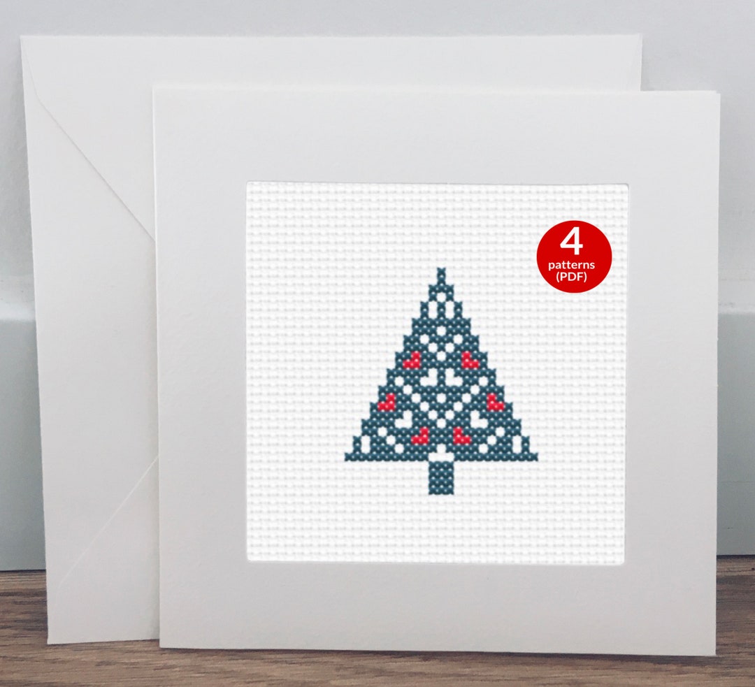 Small Christmas Tree Cross Stitch Patterns, Set of 4 Easy Patterns for ...