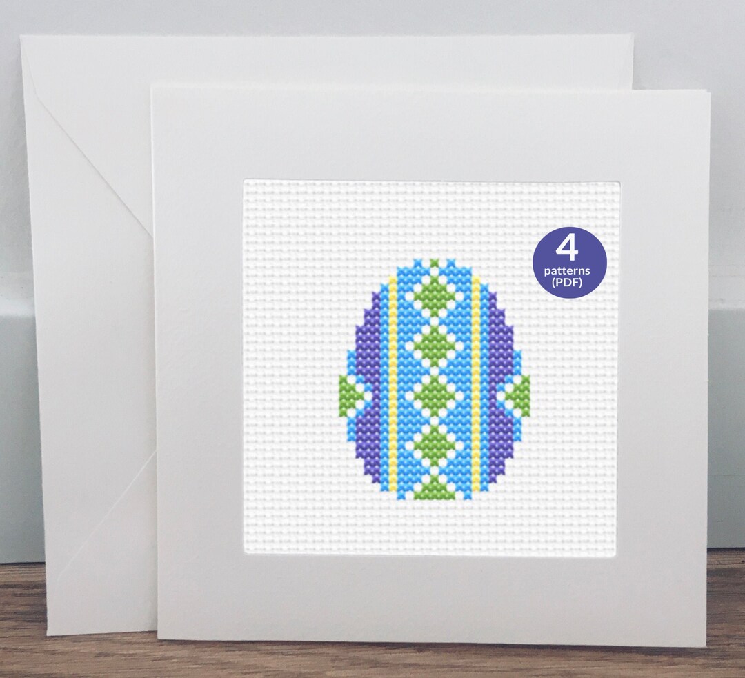 4 Mini Easter Eggs Cross Stitch Pdf Patterns for DIY Easter Cards - Etsy