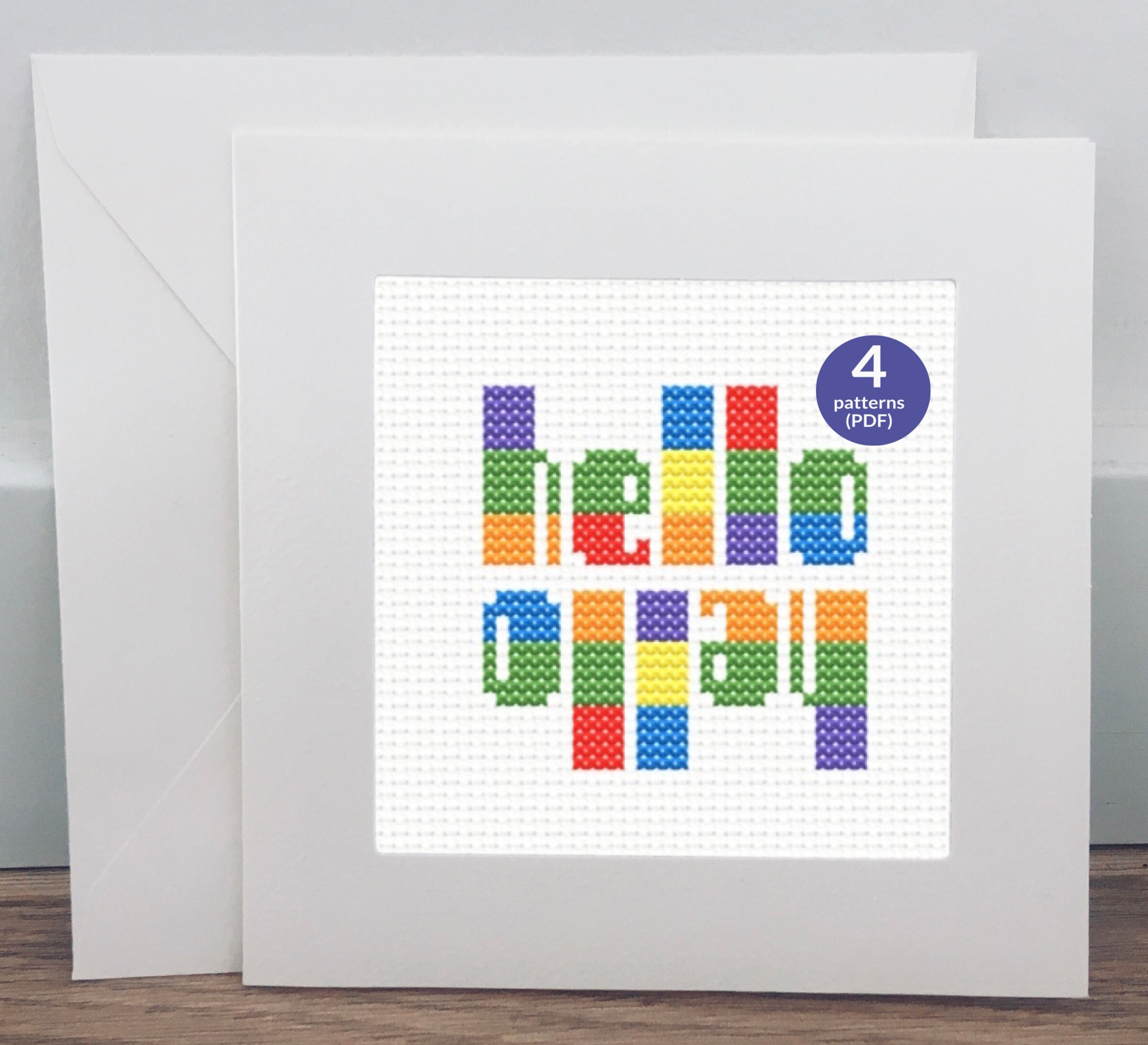 Simple Hello Cross Stitch Pattern for Beginners, DIY Cross Stitch Cards ...