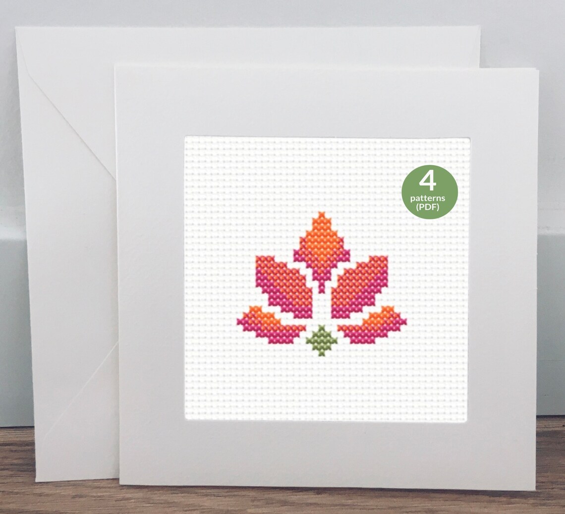 Lotus Flower Cross Stitch Pattern, 4 Small Floral Patterns for Cross ...
