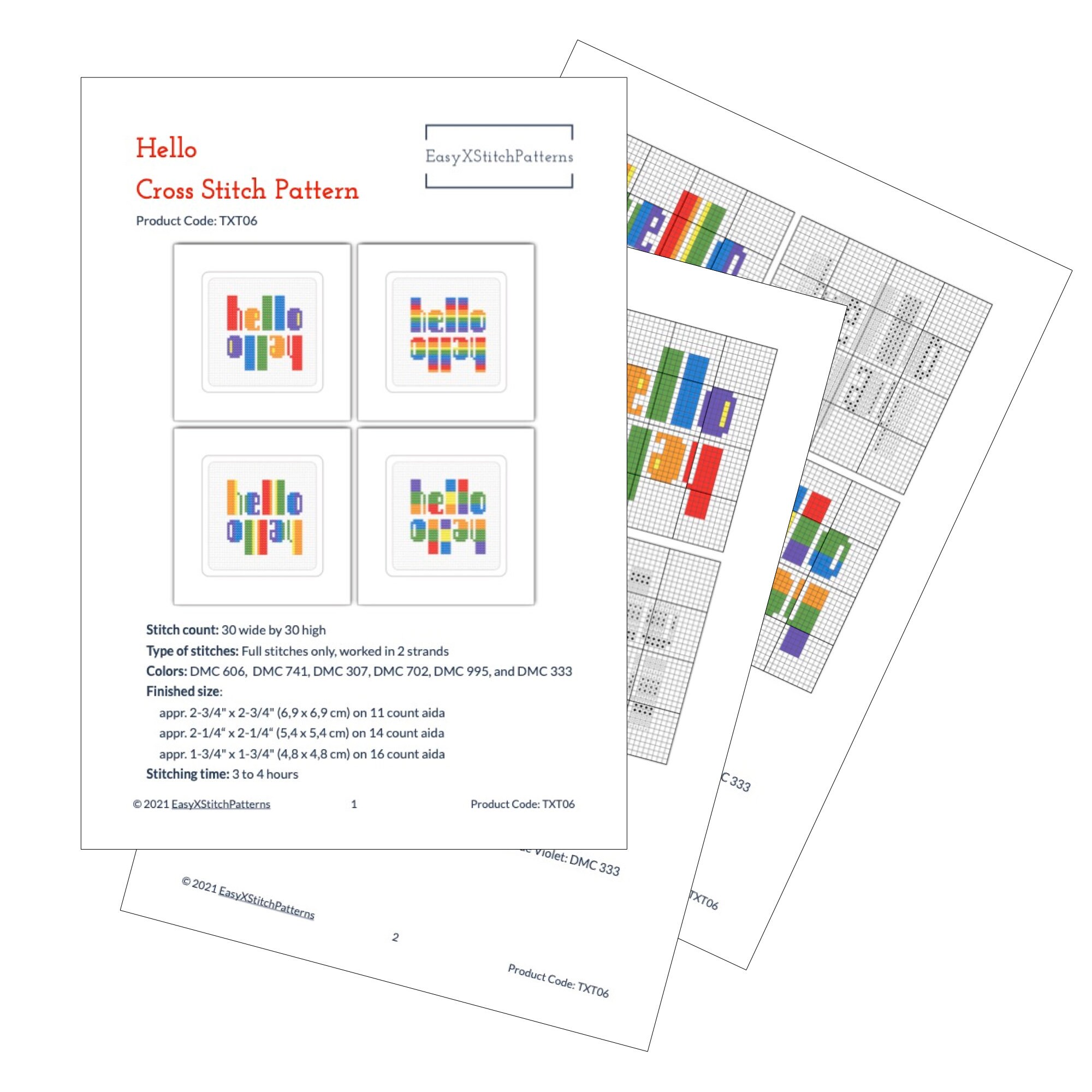 Simple Hello Cross Stitch Pattern for Beginners, DIY Cross Stitch Cards ...