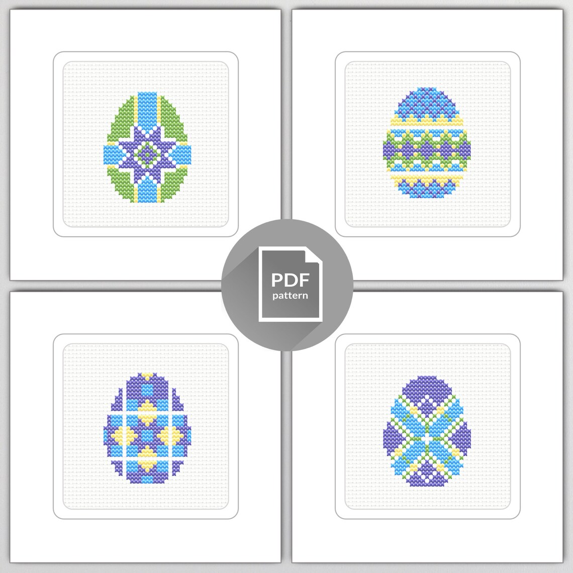 4 Mini Easter Egg Cross Stitch Patterns Small Cross Stitch Pdf Pattern ...