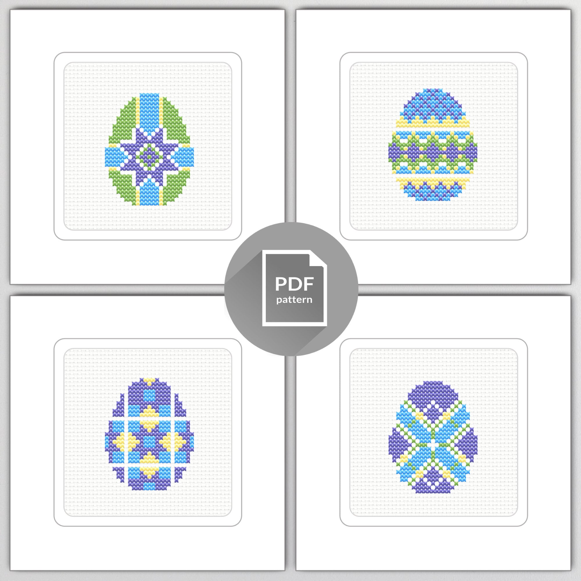 4 Mini Easter Egg Cross Stitch Patterns – Small Cross Stitch Pdf ...