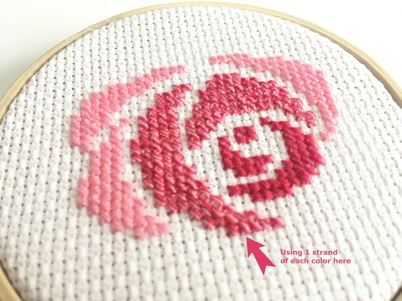 Small Cross Stitch Roses Set of 4 Easy Cross Stitch Flower - Etsy