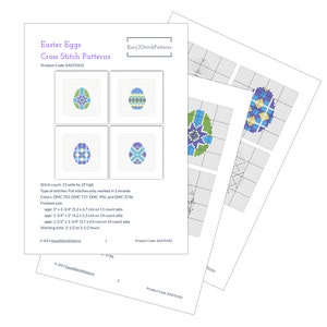 4 Mini Easter Egg Cross Stitch Patterns – Small Cross Stitch Pdf ...