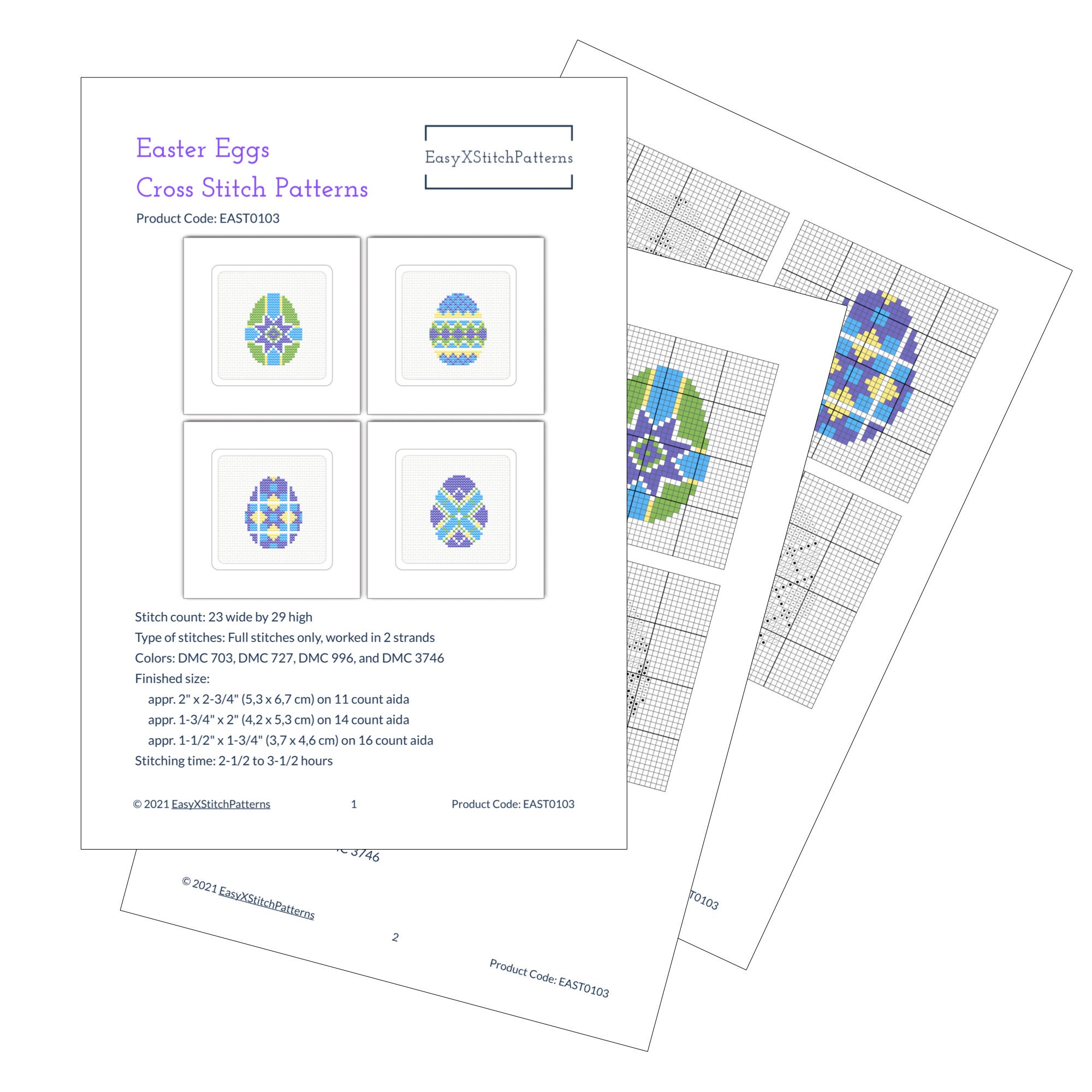 4 Mini Easter Egg Cross Stitch Patterns Small Cross Stitch Pdf Pattern ...