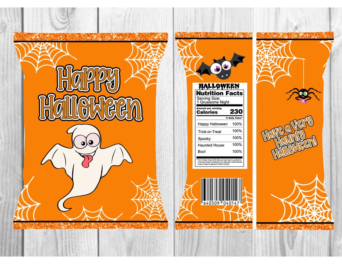 Halloween Chip Bag.halloween Goodie Bag.trick or Treat Bag.party Bag ...