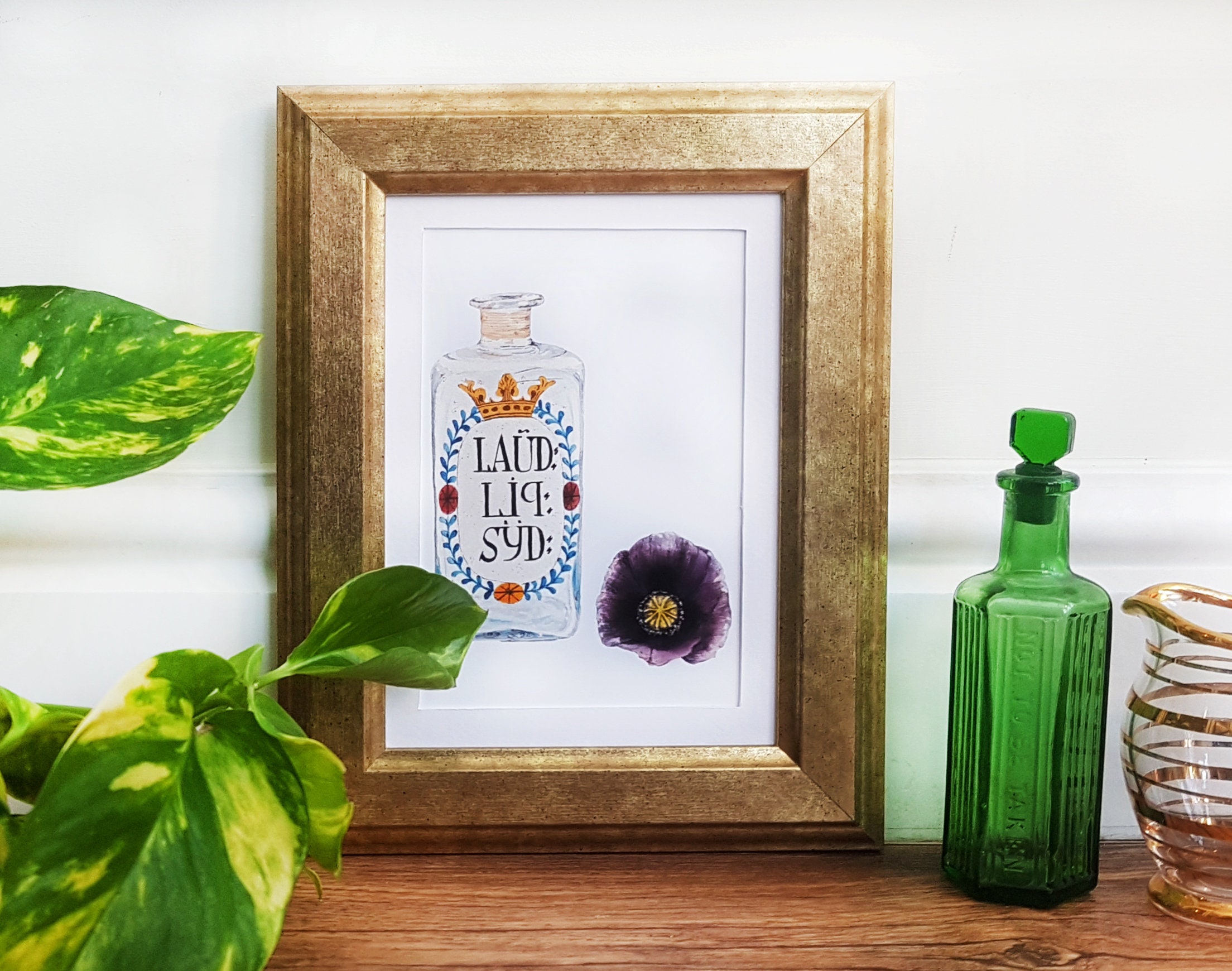 Laudanum Apothecary Poison Bottle and Opium Poppy Watercolour Print ...