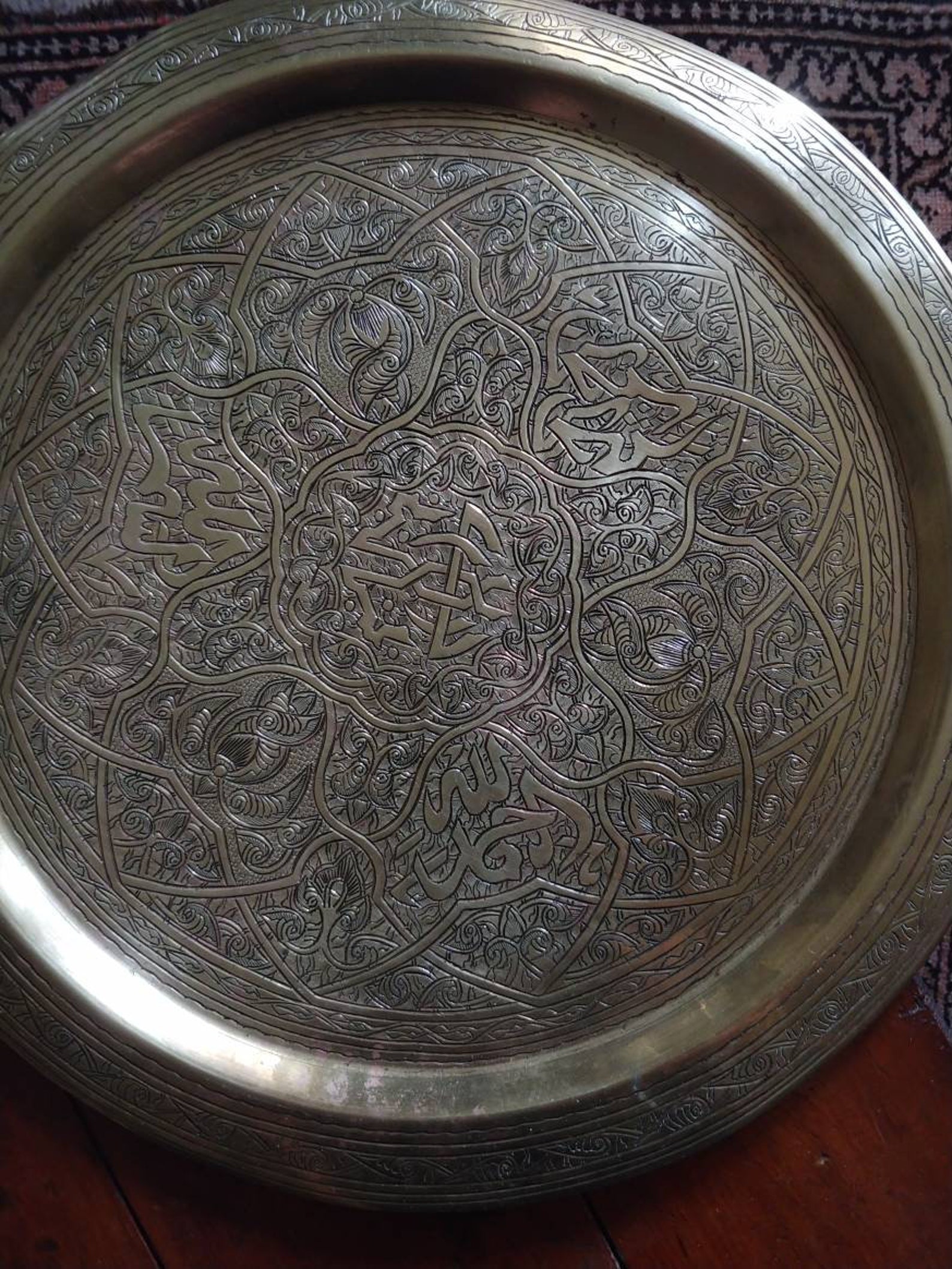 Large Vintage Embossed Brass Tray - Etsy