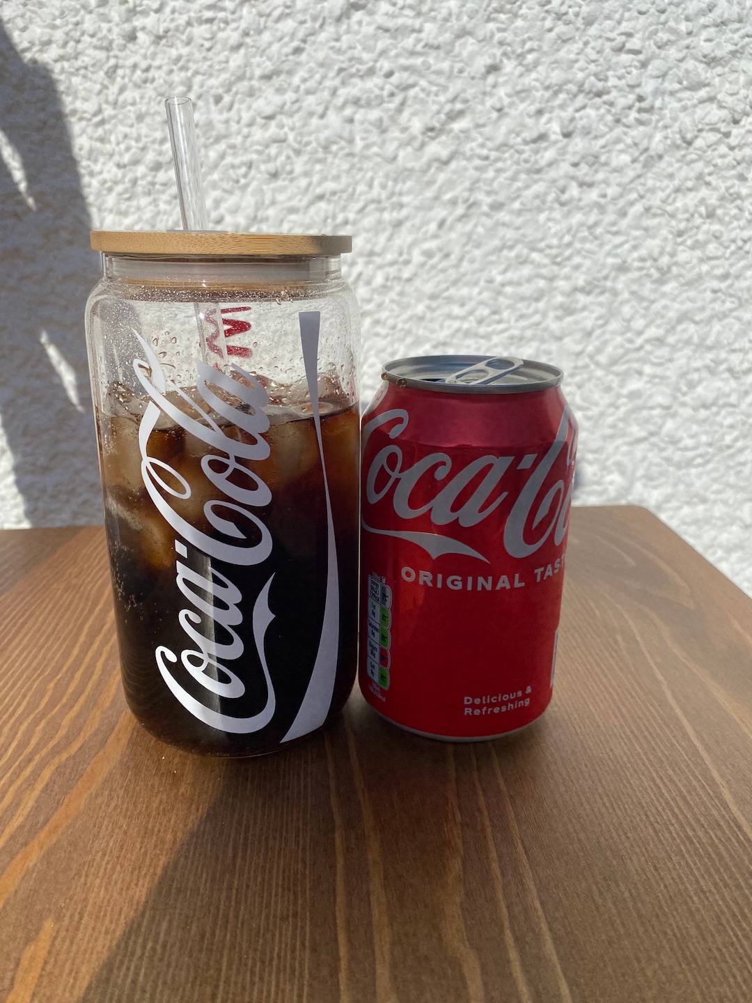 Coca-cola Pop Fizzy Drink Inspired Design Glass With Bamboo Lid and ...