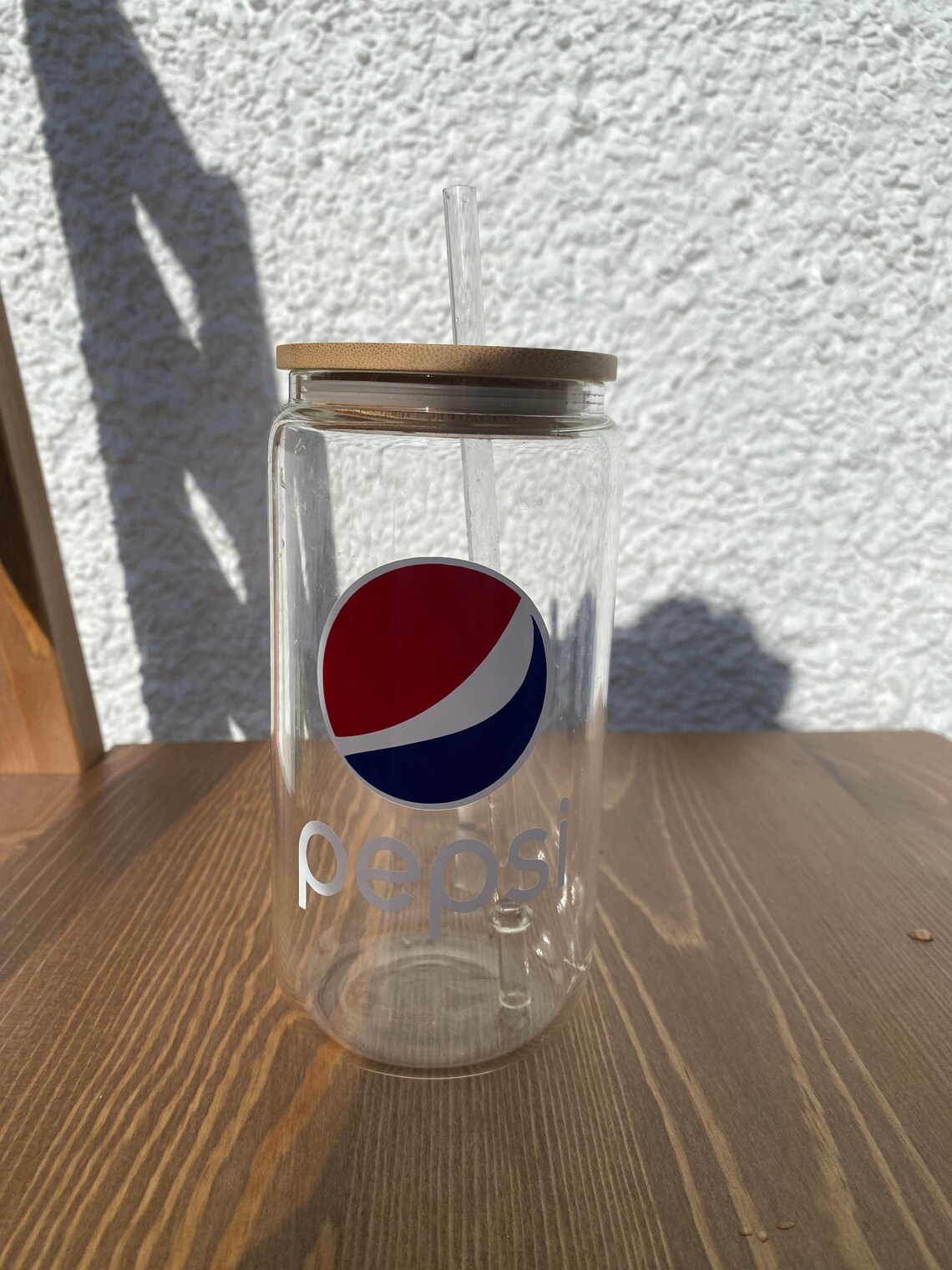 Pepsi Pop Fizzy Drink Inspired Design Glass With Bamboo Lid | Etsy